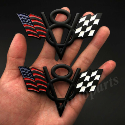 2pcs Metal USA American Flag V8 Vintage Car Trunk Emblem Badge Decal ...