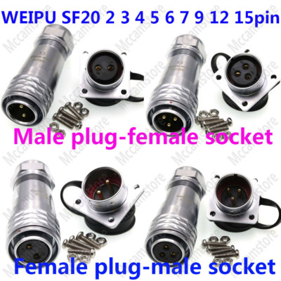 WEIPU SF20 IP67 2 Pin-15 Pin Waterproof Power Connector,Aviation Cable ...