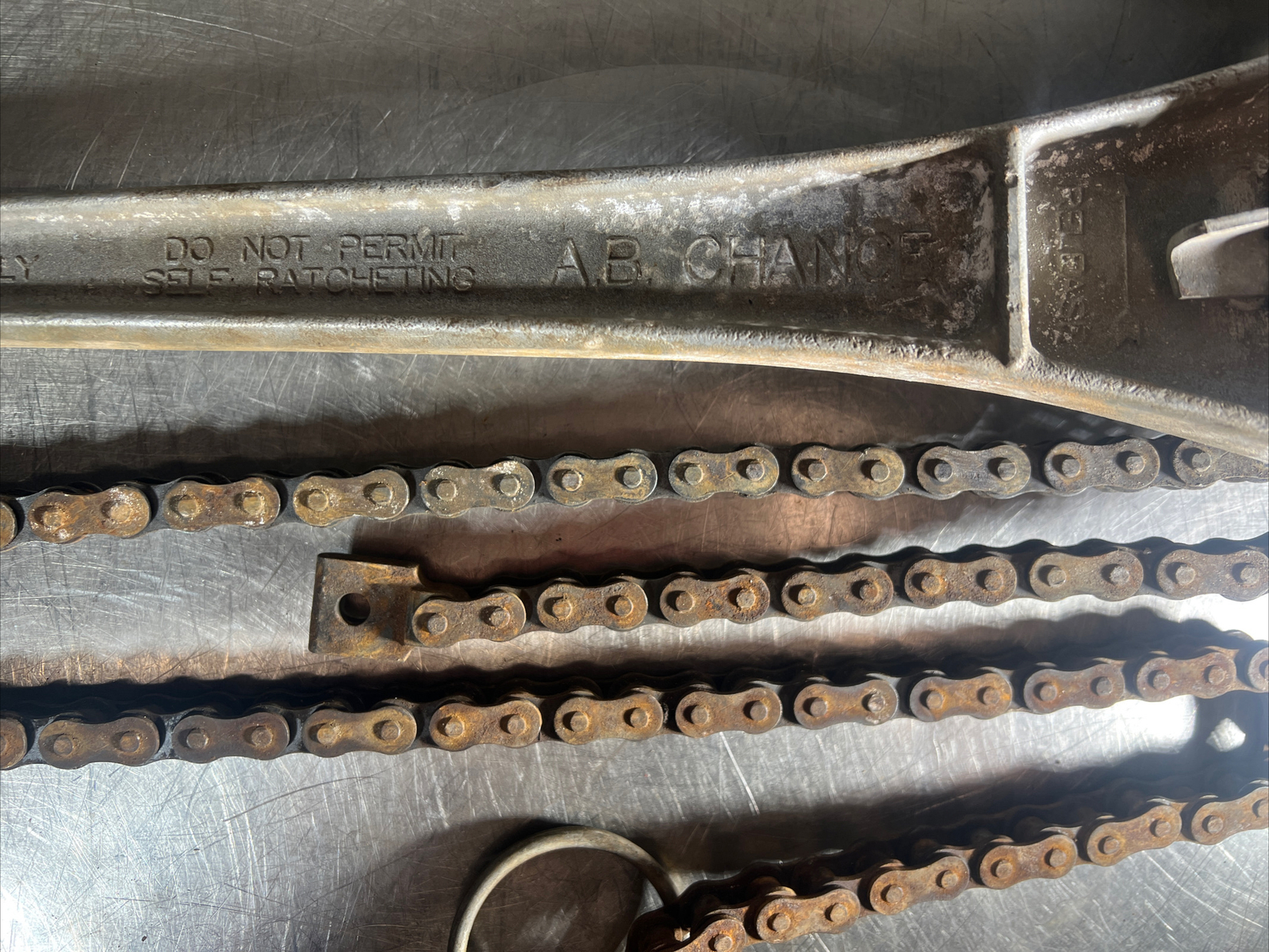 A.B. Chance 3/4 Ton Ratchet Link Chain Hoist. Will Need 2nd Hook ...