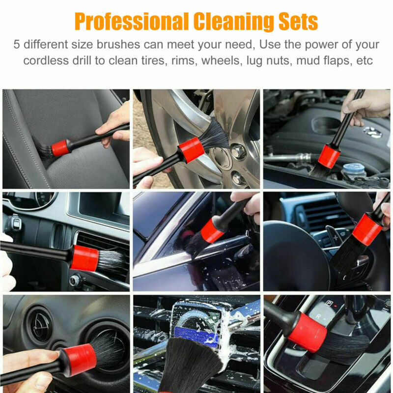 9Pcs Car Wheel Tire Scrub Cleaning Brush Kit Auto Washing Cleaner Tool ...