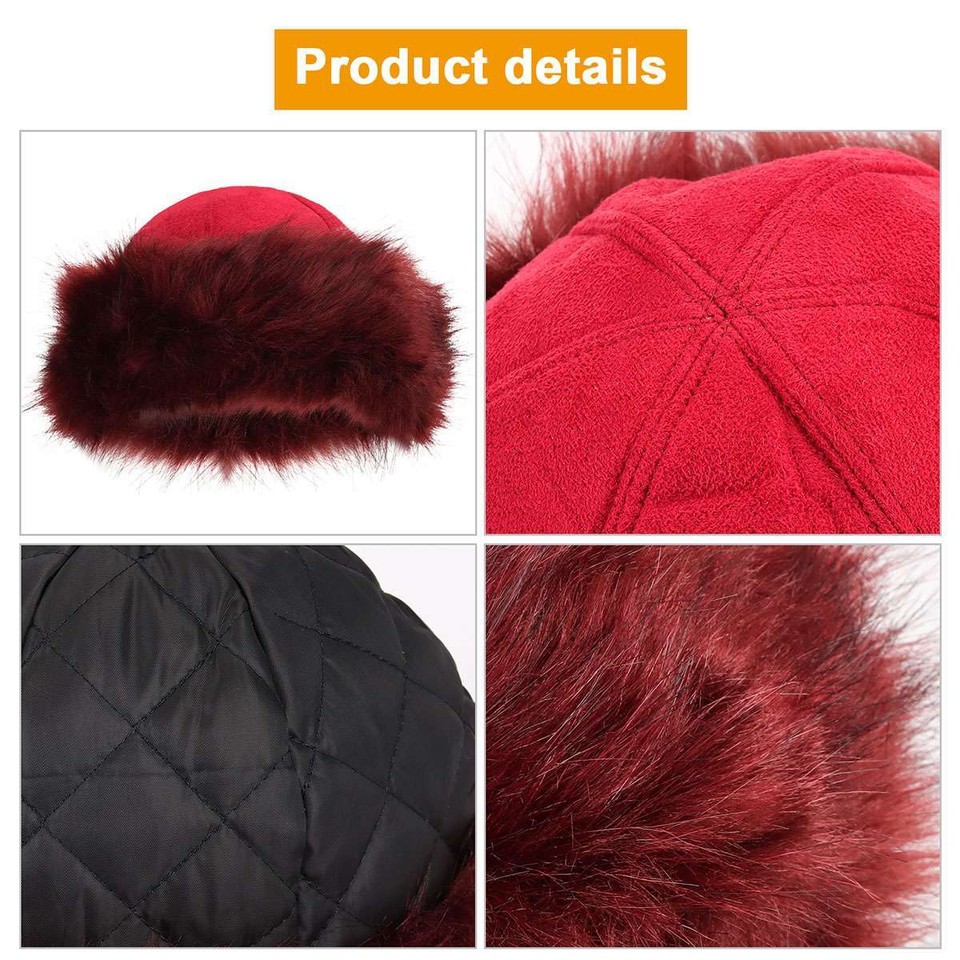 Women's Winter Russian Fluffy Faux Fur Headband Hat Warm Thick Ear Snow ...