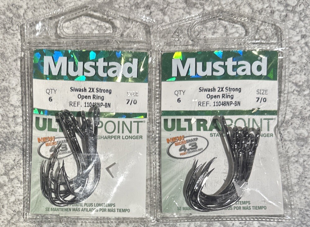 2 Packs Mustad Siwash 2X Strong Open Ring 7/0 | eBay
