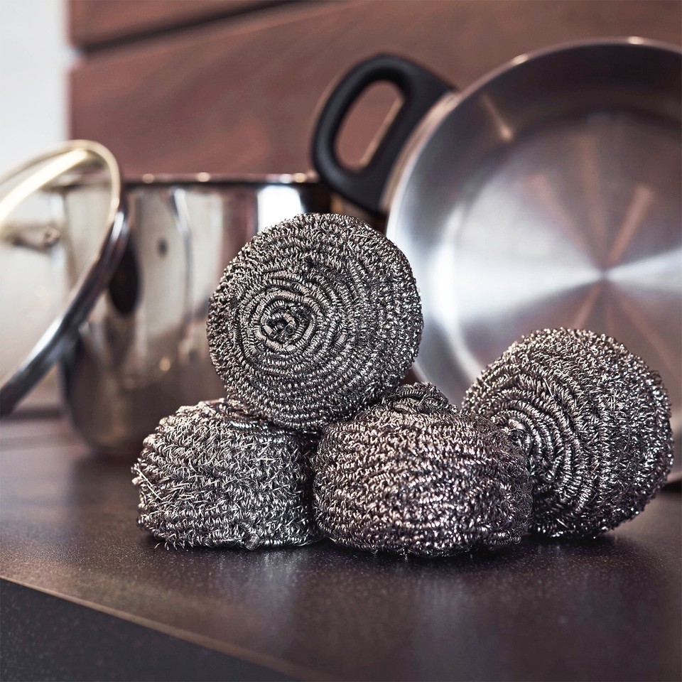 4x Stainless Steel Scourer Pads – Heavy Duty Wire Wool Scrubbers for ...