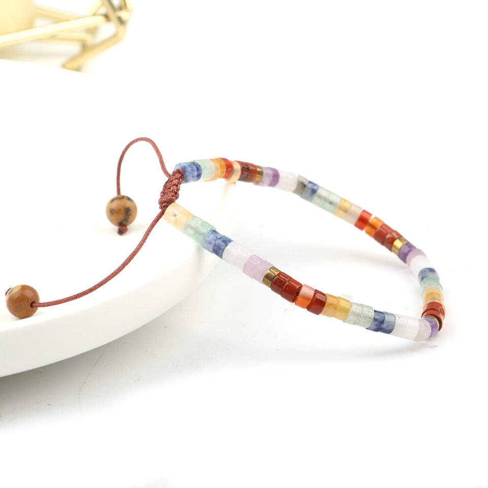 Natural Beaded Crystal Stone Bracelet Handmade Gemstone Dainty Jewelry ...