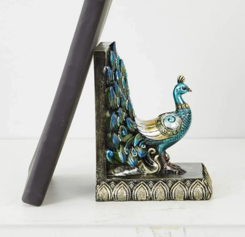 Artistic Peacock Bookends - Handcrafted with High-quality Wood and ...