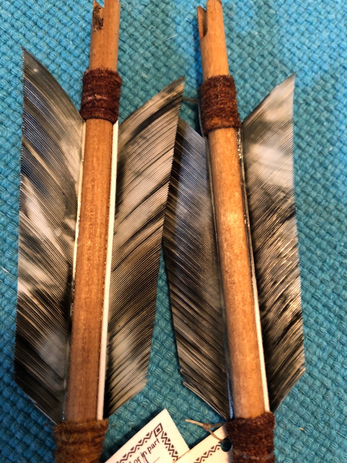 1 Navajo Arrow 19" w/Grey Turkey feathers-Leather-hand carved arrowhead ...