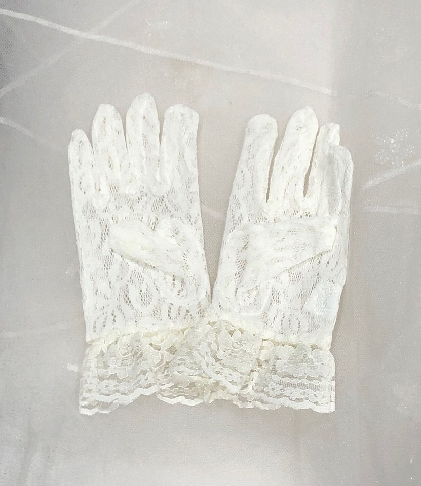 Kids Wedding Flower Girls Stretch Lace Glove. 0-3, 4-7,8-12,13-16 Years ...