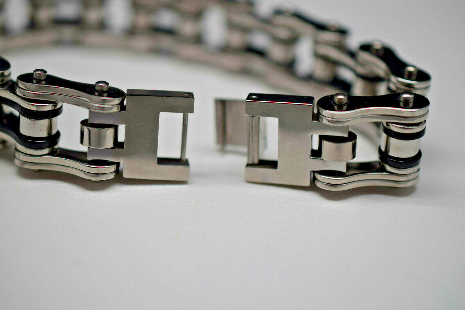 Bike Chain Link Bracelet Stainless Steel by B Tiff NY 9" Heavy Locking ...