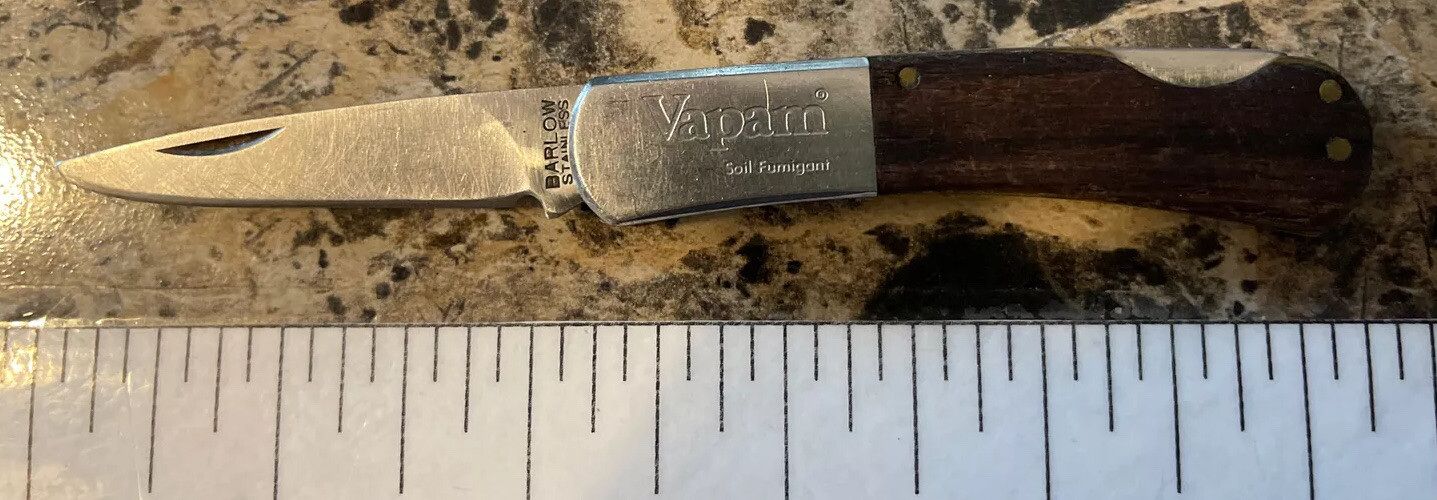 Vtg Barlow Folding Pocket Knife Stainless w/Wood Handle Lockback Vapam ...