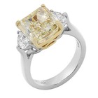 Princess Cut Light Yellow Diamond Ring Platinum 18K Yellow Gold 5.36Cts ...