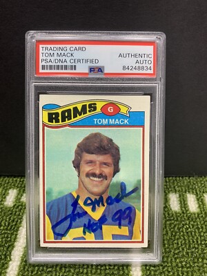 Tom Mack Los Angeles Rams 1977 Topps Signed Autograph PSA/DNA SLAB HOF ...