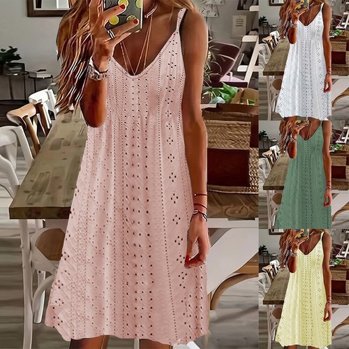 Lady A-line Sundress V NeckBeachwear Dress Holiday Summer Multi Color ...