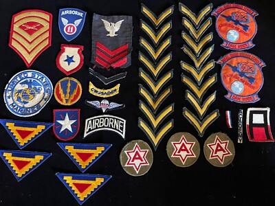 VINTAGE ESTATE SOME WW2 -VIETNAM US MILITARY HUGE PATCH LOT 39 PATCHES ...