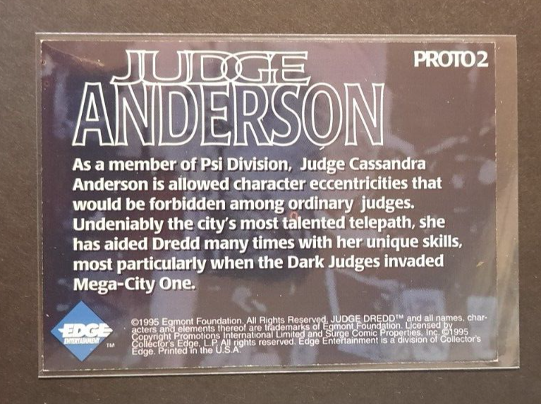 JUDGE DREDD Judge Anderson Proto Promo Card #2 Edge Entertainment 1995 ...