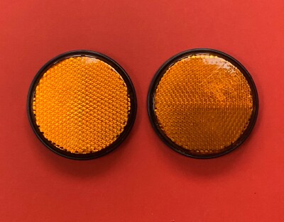 2 x Orange Round Reflectors RADEX 60mm Self Adhesive Driveways/Fences ...