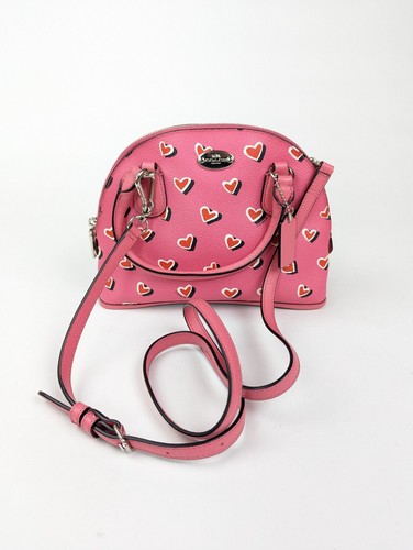 NEW COACH Valentine's Mini Cora Dome 2Way Pink Heart Satchel Limited # ...