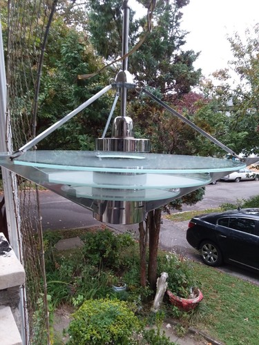 Vtg. Chrome Glass Disc 3 Tier Ceiling Light Pendant Atomic Space Age | eBay