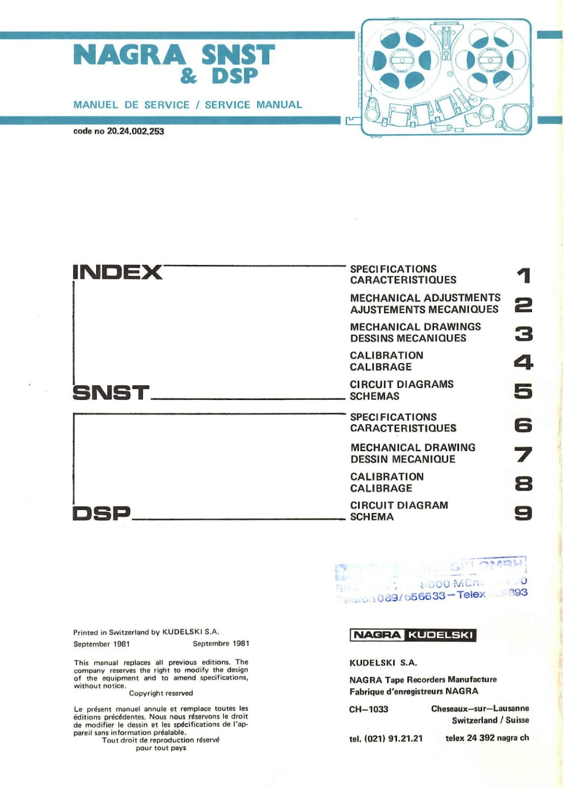 Nagra SNST & DSP & ASN Battery Changer Service Manual ! ONE ONE CD! ENG ...