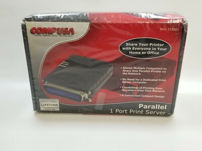 CompUSA Parallel 1 Port Print Server PS-1206P SEALED NEW In Box Old ...