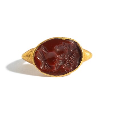 Ancient Greek Gold Ring With Carnelian Intaglio God Helios 1st cent B ...
