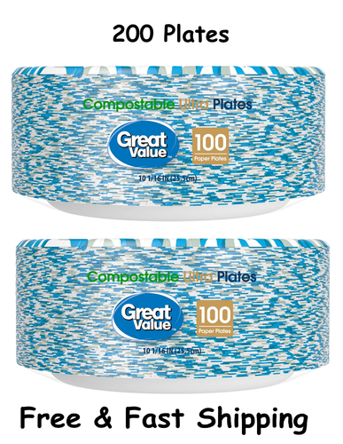 Great Value Ultra Paper Plates, 10”, White, 200 Count | eBay