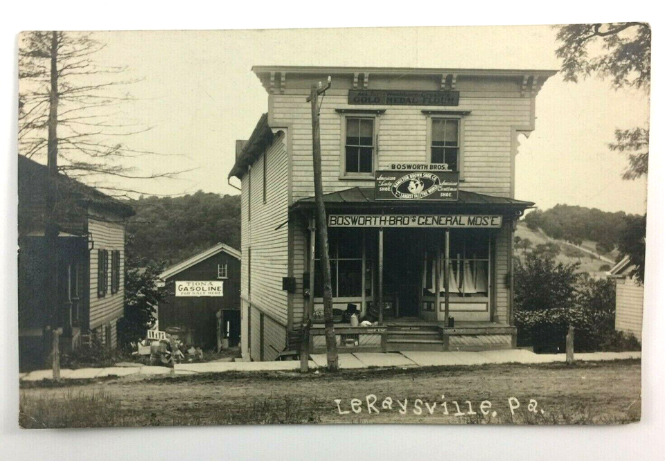 Le Raysville PA Real Photo Postcard RPPC Bosworth Bros General Store ...