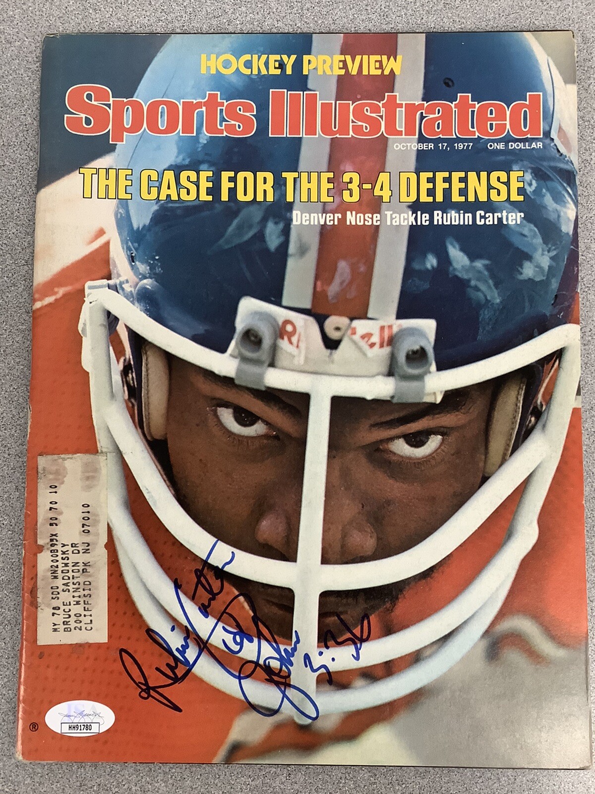 Rubin Carter Signed Sports Illustrated Magazine Broncos Autograph JSA ...