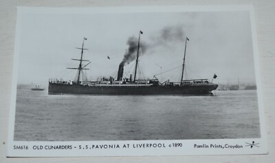 Steam Ship Postcard: Old Cunarders - S.S. Pavonia at Liverpool c1890 ...