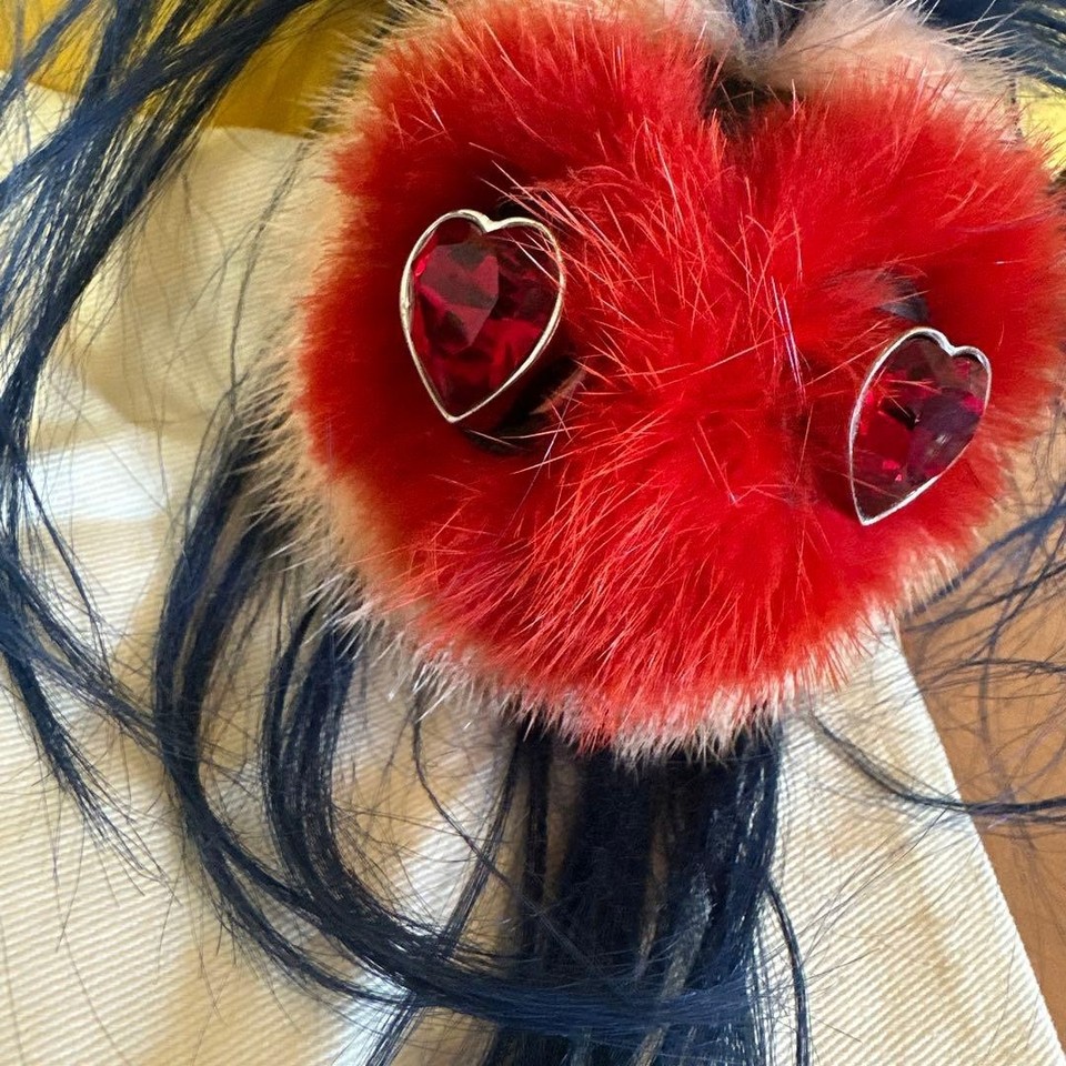 FENDI Monster Bag Charm Keychain Fur Leather Pom Pom Authentic w/Box ...