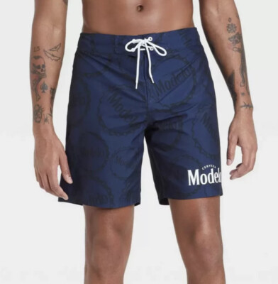 Modelo Men Trunks Shorts Medium Blue Black Men Swimming Logo Beach | eBay