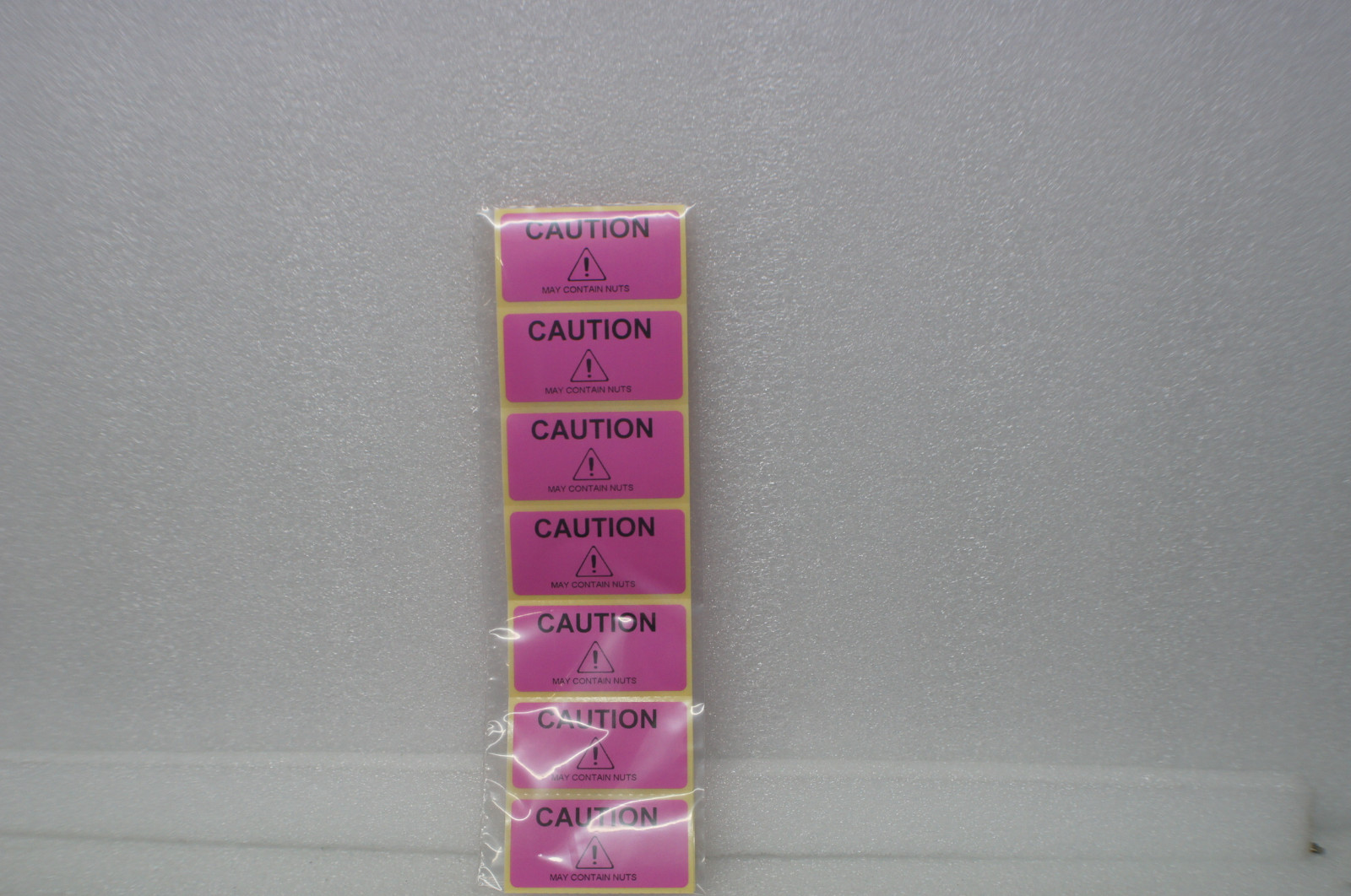 100 PINK Caution May Contain NUTS Adhesive Sticky Warning Labels 50mm x ...