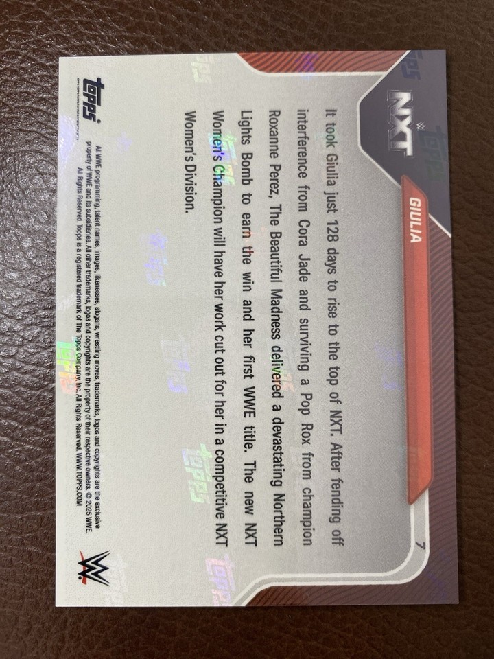 GUILIA 2025 Topps Now WWE GOLD FOIL 1ST TITLE NXT WOMEN'S CHAMP #7 07/ ...