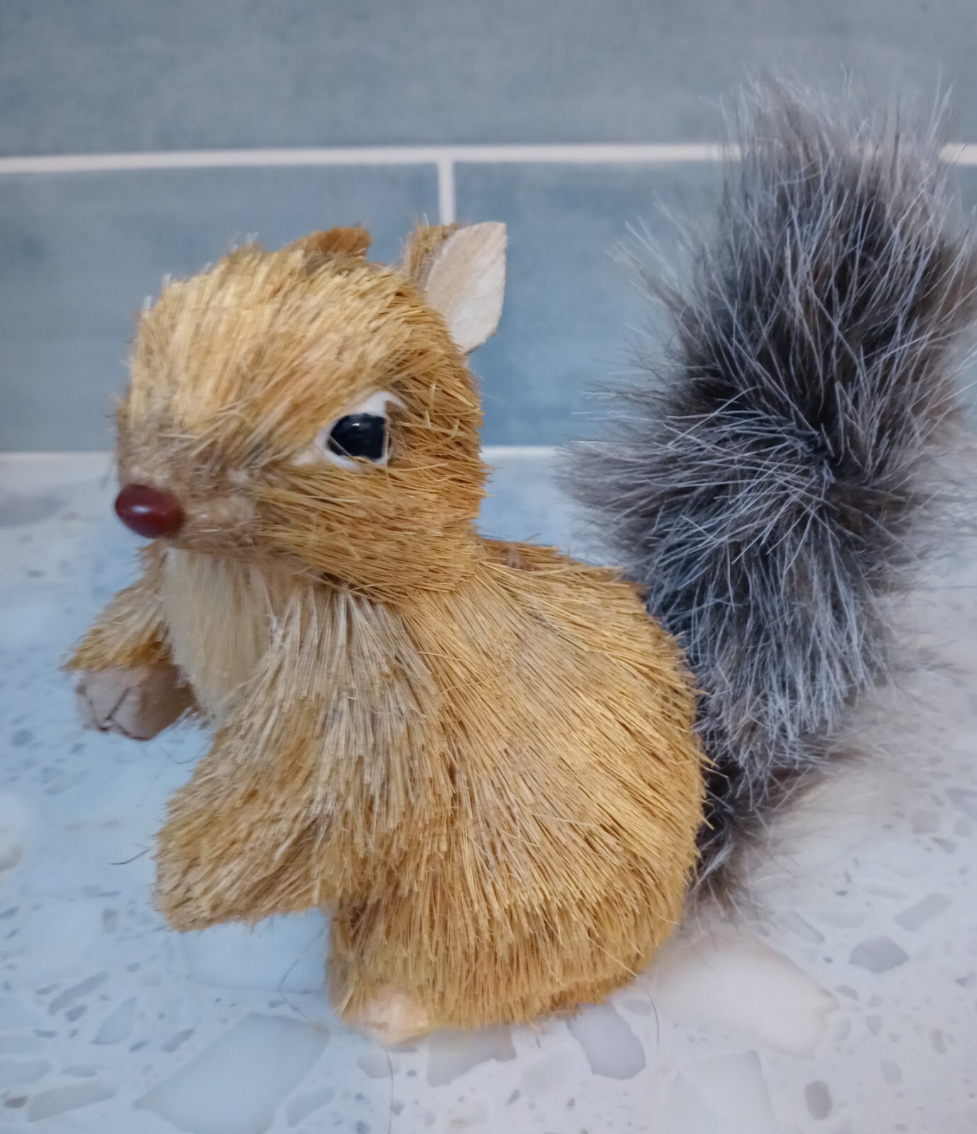 Nature Vibe Sisal Straw Realistic Squirrel Figure On Wood Base With ...