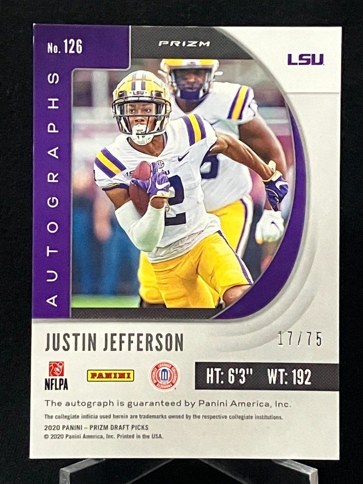 2020 Prizm DP Justin Jefferson Auto Rookie RC /75 Prizm #126 | eBay