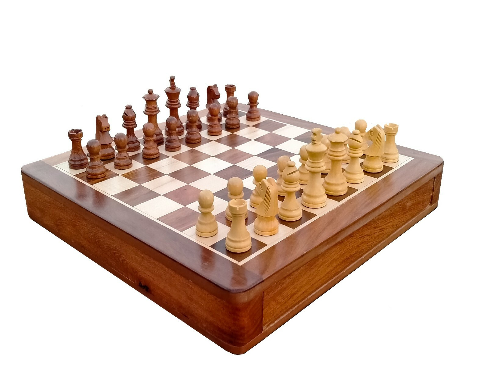 Chess Set with Drawer and Chess Pieces set, 2 Extra Queens, Wooden ...
