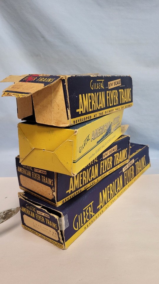 AMERICAN FLYER S ORIG BOXED FREIGHT CARS - 631, 605, 648, 42597 (HB373 ...