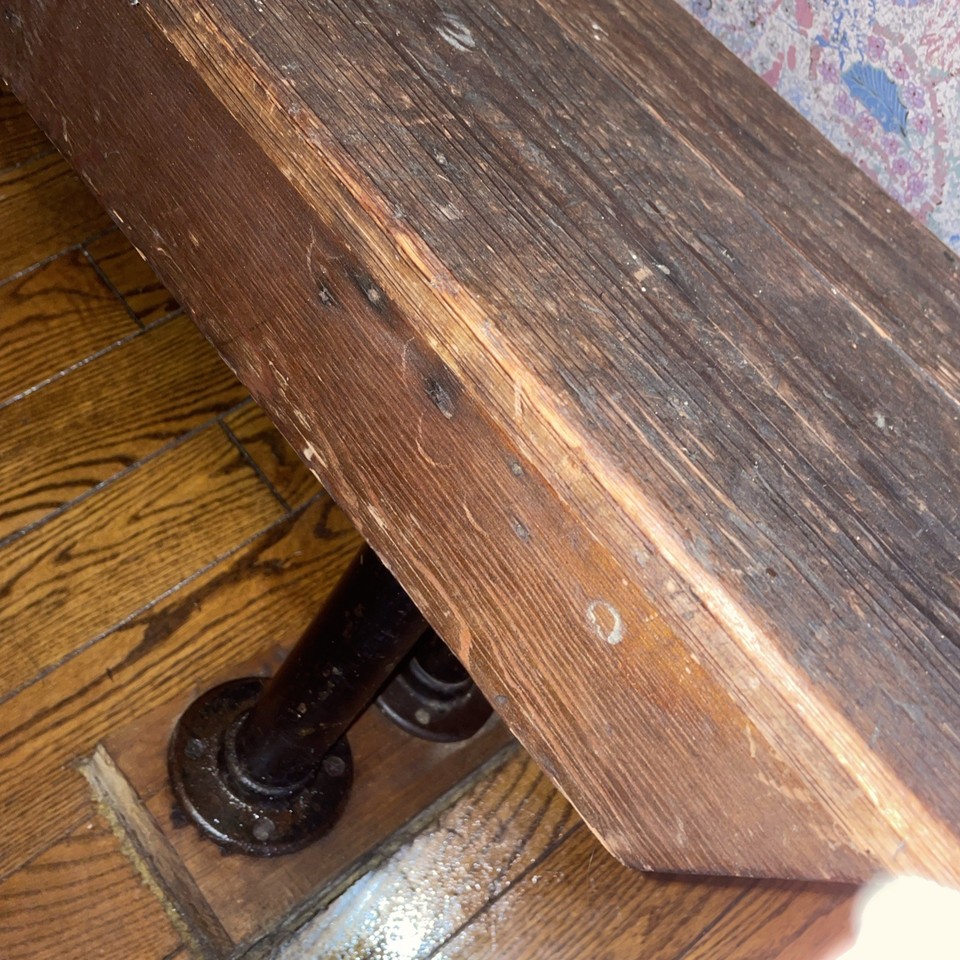 Antique /vtg Wood/ Metal 8’ L X 13” W C 17” H Bench - Very Good | eBay