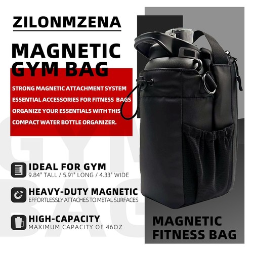 magnetic gym water bottle bag -Unisex magnetic gym bag, holds gym water ...