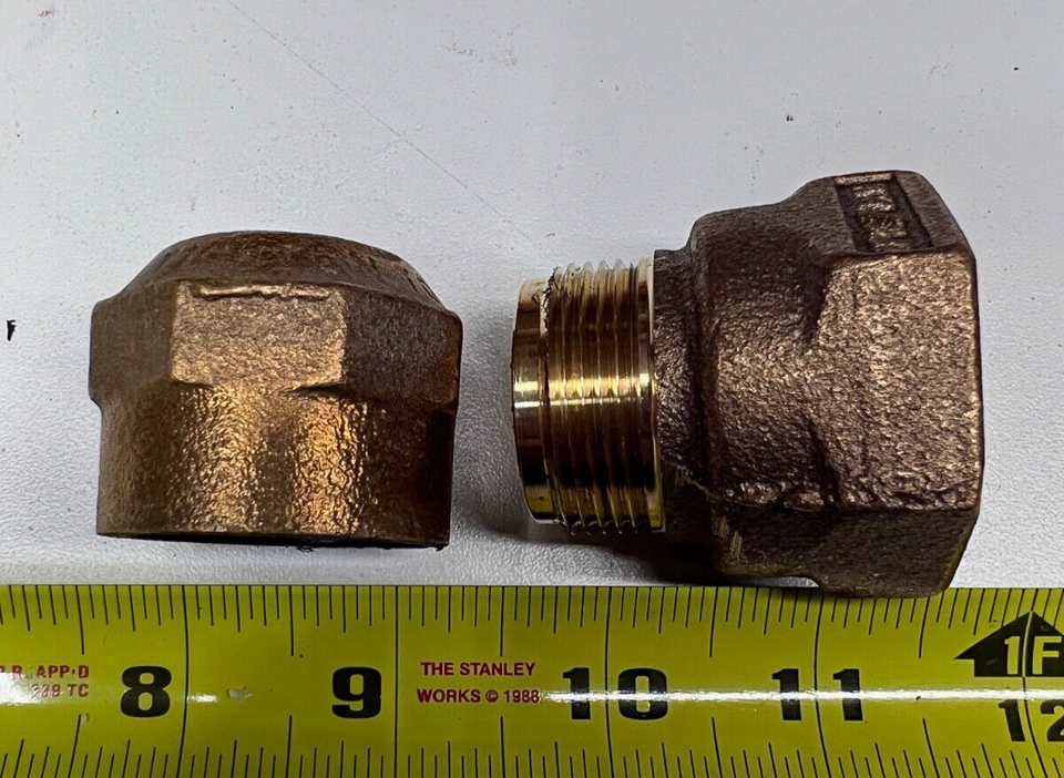3/4" x 1" Mueller LF Brass Reducing Coupling 110 Compression CTS x FIP ...