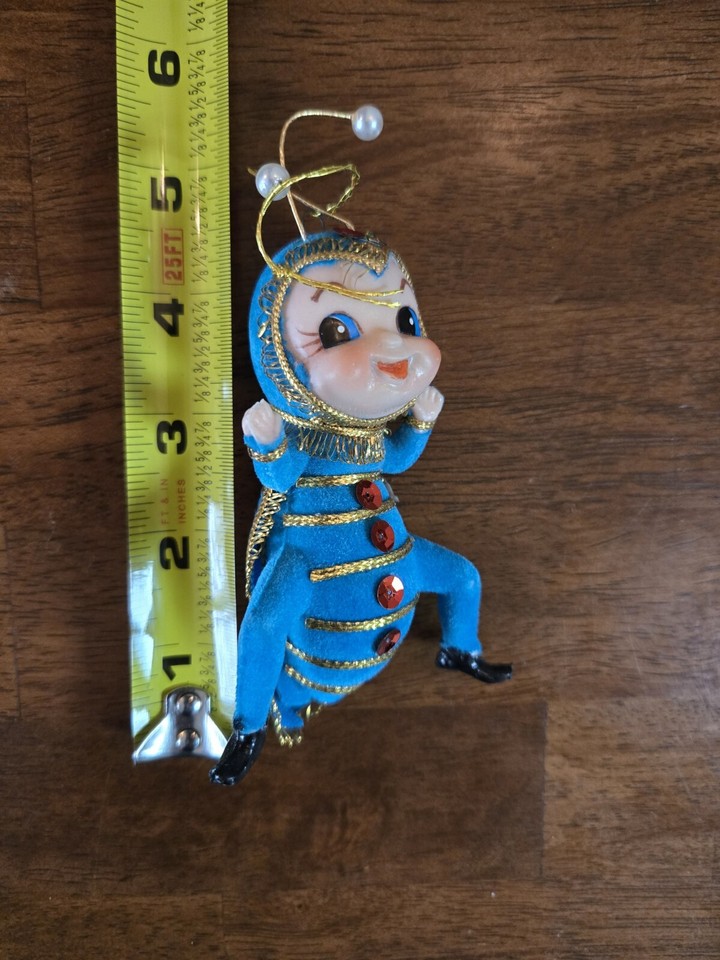 RARE Vintage 60's Blue Pixie Bug Anthropomorphic Christmas Ornament ...