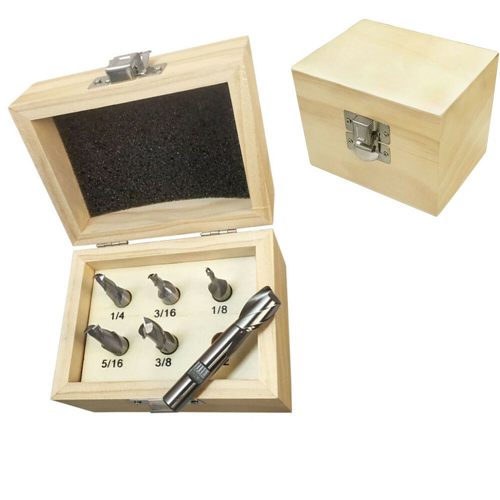 HSS 2 Flute End Mill Set High Speed Steel Center Cut Milling 6PC 1/8-1/ ...