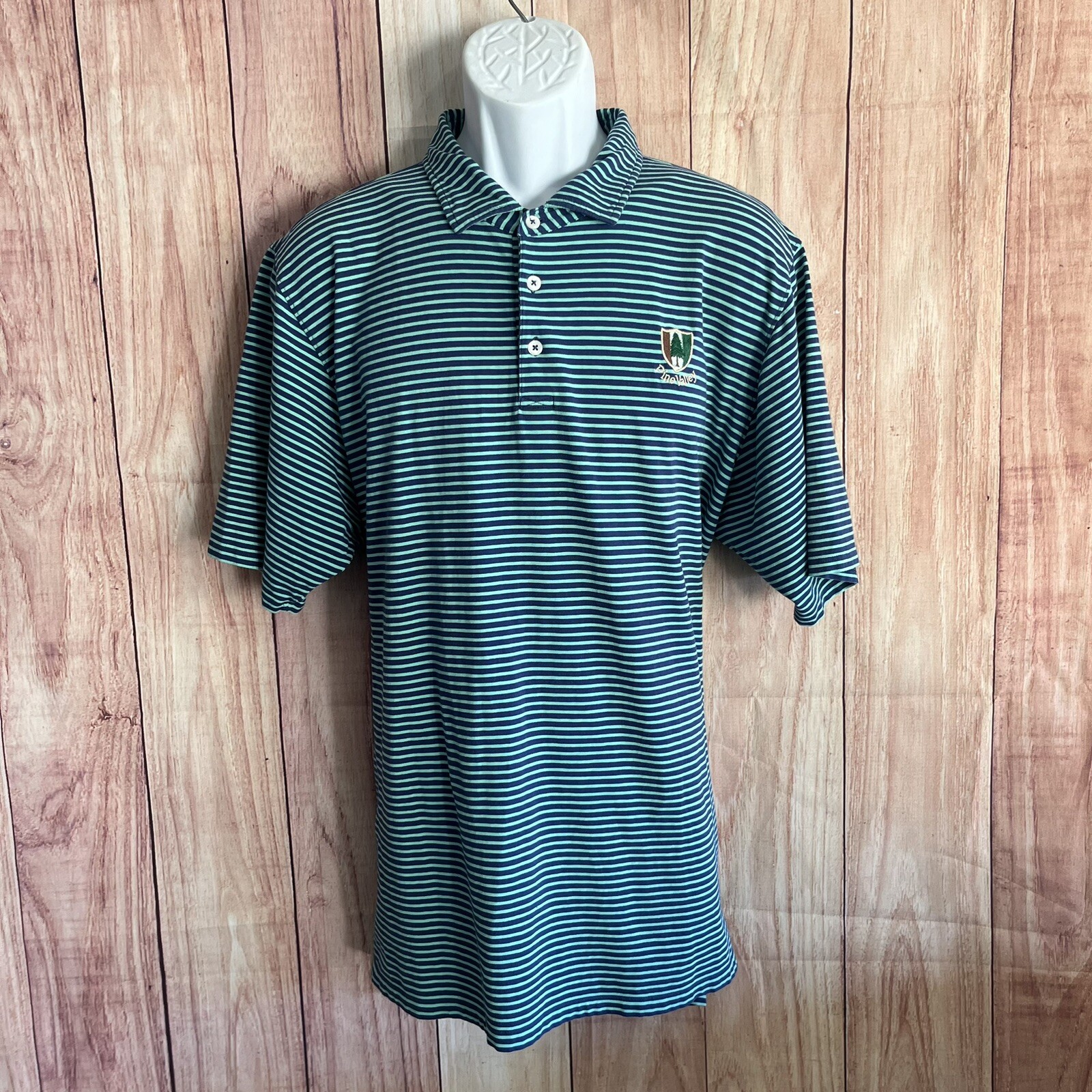 B Draddy Golf Polo Pine Valley Golf Club Green Stripe… - Gem