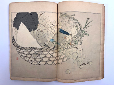 Japanese Woodblock Print Book “Seitei Kacho Gafu” Watanabe Seitei 1890 ...