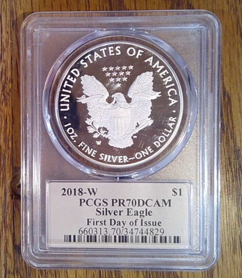 2018-W Proof American Silver Eagle .999 Silver PCGS PR70DCAM Cleveland ...