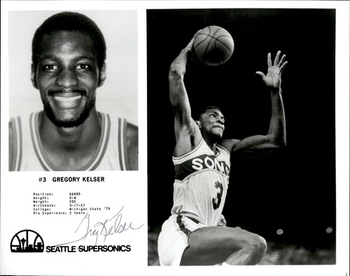 Greg Kelser Signed Team Issued Press 8x10 Photo San Diego Clippers ...