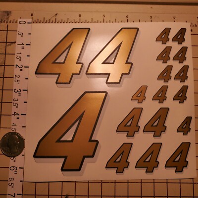 Gold w/Black-White #4's Racing Numbers Vinyl Decal Sheet 1/10-1/12 ...