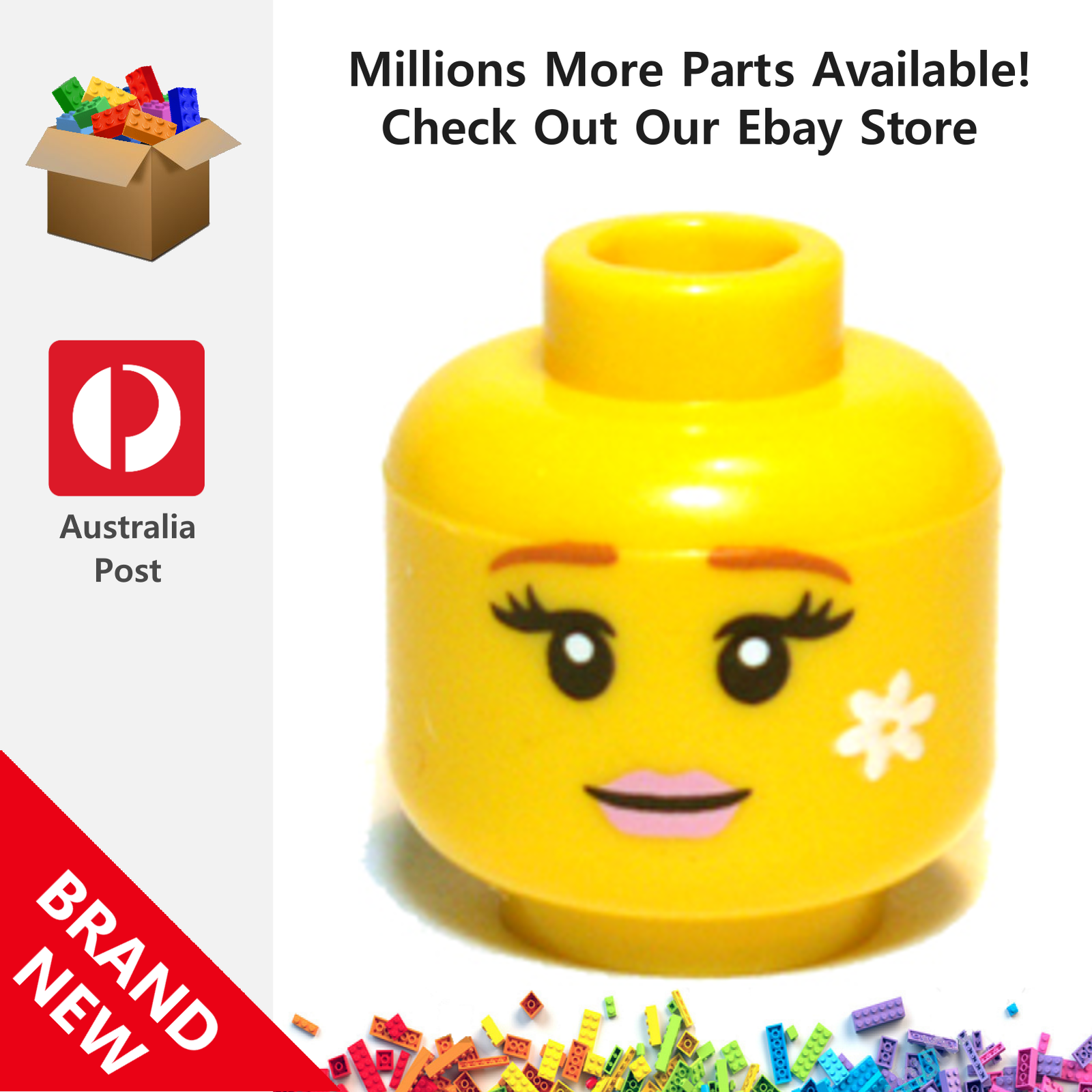 Genuine LEGO™ Yellow Minifigure Head Female Medium Nougat 3626 6006812 ...
