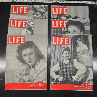 (6) LIFE Magazines Lot 1940s Fashion Advertising History Collage ...