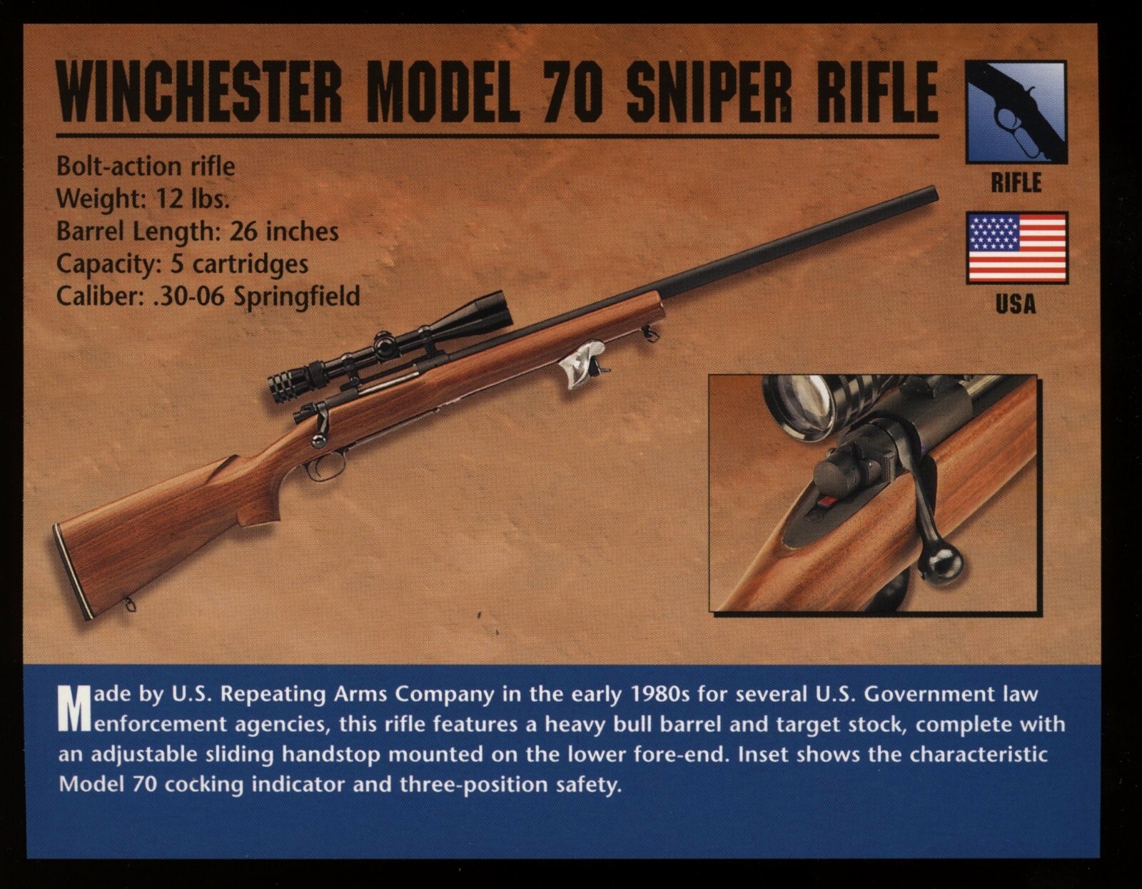 Winchester Model 70 Sniper Rifle Atlas Classic Firearms Card | eBay