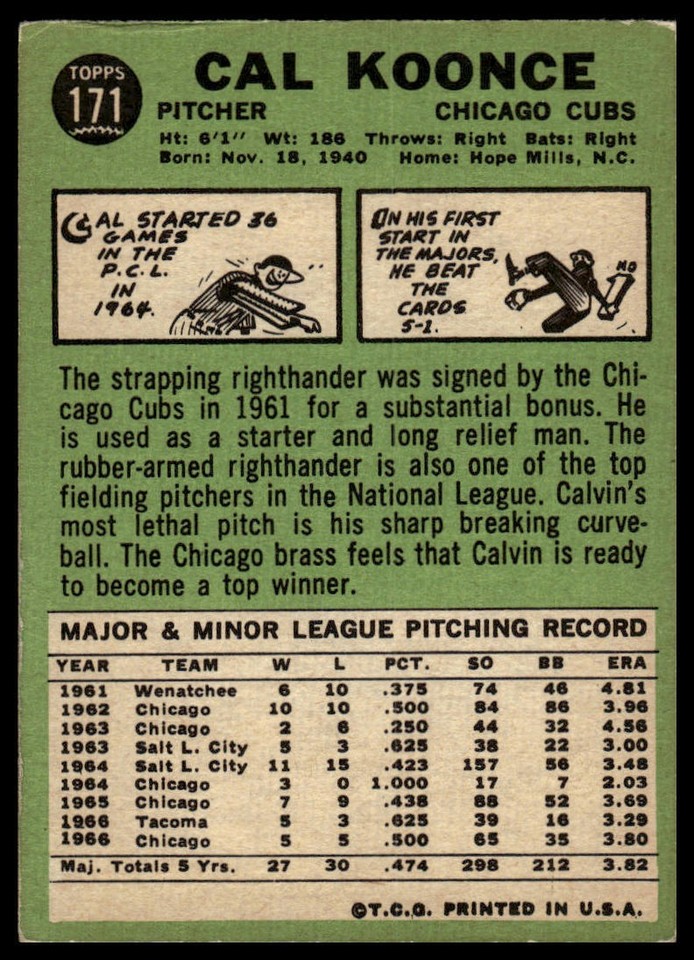 1967 Topps #171 Calvin Koonce | eBay